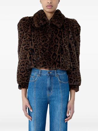 Chlo&eacute; leopard-print puffed jacket - Braun