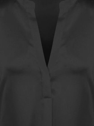 Vince Womens Silk Shirt V-Neck Black Sweater