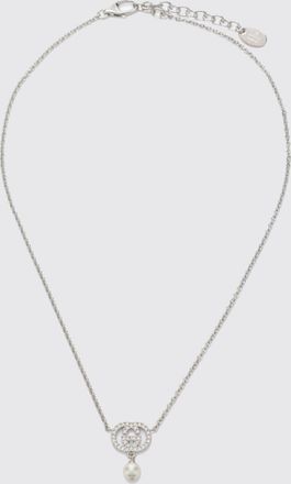 Gucci Collier ras-du-cou en laiton avec perles synth&eacute;tiques et logo GG en strass