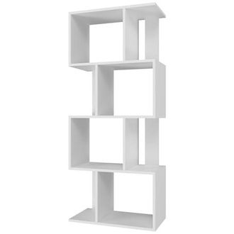 Selsey Fiesta B&uuml;cherregal 140 cm x 59,5 cm x 30 cm, wei&szlig;e Wandregale, modernes asymmetrisches Design mit 8 Regalen, 16 mm Spanplatte, ideales Wohnzimmer, B&uuml;r