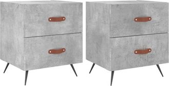 vidaXL Nachttische 2 Stk. Betongrau 40x35x47,5 cm Holzwerkstoff Vidaxl
