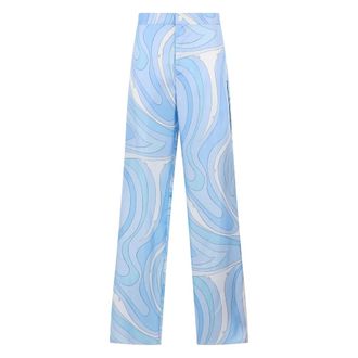 Pucci Femme, Pantalons, Bleu, Taille: 40 FR Straight Silk Pants