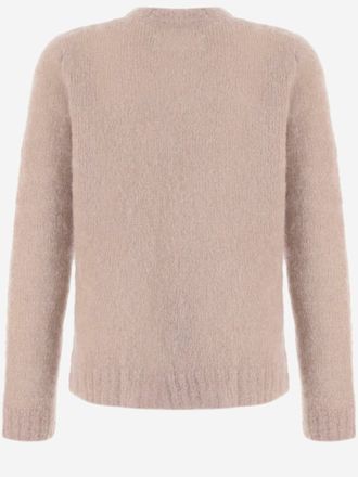Maison Margiela Mens Mohair Sweater With Velvet Appliqu&eacute; Beige