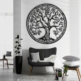Generic Schwarzes Lebensbaum-Wandbild aus Metall, Metallsilhouette als Wanddekoration f&uuml;r Wohnzimmer und Schlafzimmer, Moderne Lebensbaum-Skulptur f&uuml;r Wohnzim