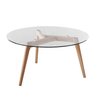M&oslash;rteens home24 Couchtisch Forsby &Oslash; 90cm Braun/Eiche