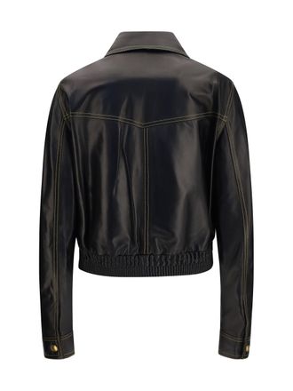 Versace Womens Nappa Leather Jacket Black Lamb Ovis Aries