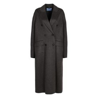 Prada Luxuri&ouml;ser Wollkaschmirmantel Reverskragen - - Coats - Damen - Grau - S