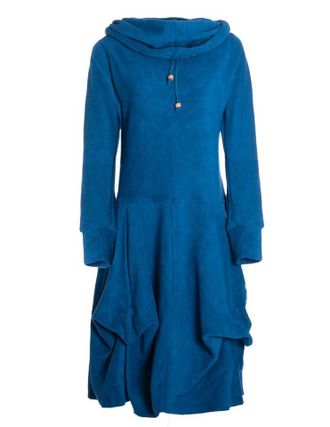 vishes Ballonkleid Warmes Fleece Kleid mit Daumenl&ouml;chern und verstellbarem Schalkragen Alternative Bekleidung, Ethno, Hippie, Retro Style