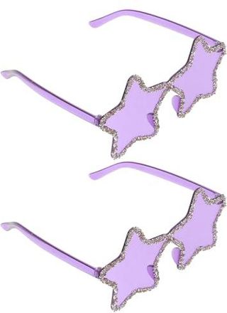 BESPORTBLE Lot de 2 Lunettes de Soleil sans Monture en Forme D&eacute;toile Violettes, L&eacute;g&egrave;res et Amusantes, Lunettes de Soleil Fantaisie pour Plage, Festivals et Enter