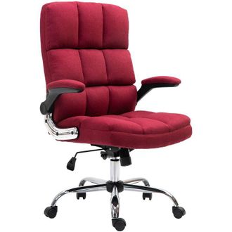 Hhg Chaise de bureau 489, chaise de bureau pivotante, r&eacute;glable en hauteur, tissu/textile rouge-vin