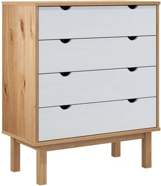 vidaXL Schubladenschrank otta Braun&Weiß 76,5x39,5x90 cm Massivholz - Vidaxl