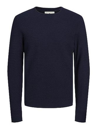 Jack & Jones Jprblumiguel Knit Crew Neck Noos Pull tricot&eacute;, Bleu Marine/d&eacute;tails : Bleu Marine, L Homme