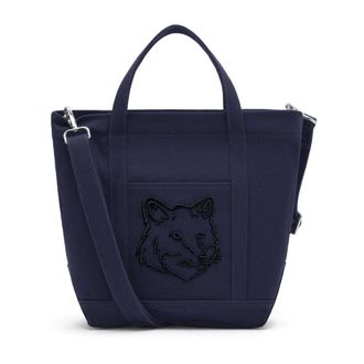 Maison Kitsuné Homme, Sacs, Bleu, Taille: ONE Size Sac Bandoulière en Toile Bleu Fermeture Éclair