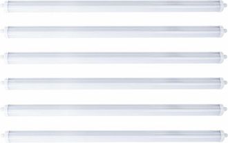 ETC Shop Wannenleuchte led Feuchtraumlampe wei&szlig; Werkstattleuchte Industrie IP65, Kunststoff, 1x led 48W 5760lm 4000K neutralwei&szlig;, LxBxH 150x6,5x5,8 cm, 6er Set