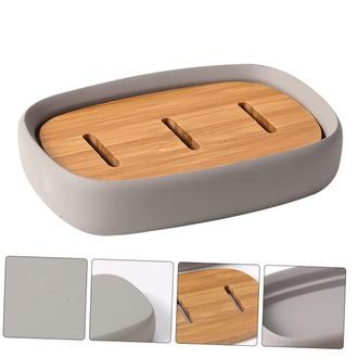Cabilock Seifenbeh&auml;lter Aus Bambusbeton Praktische Seifenbox Mit Wasserableitung Seifenhalter F&uuml;r Zuhause Oder Unterwegs