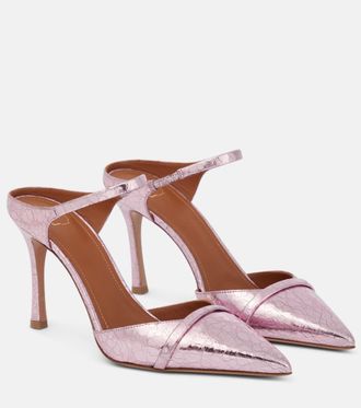 Malone Souliers Mules Uma 90 aus Metallic-Leder