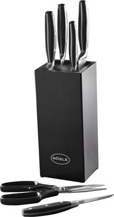 Rösle Messerblock-Set 7-teilig - Schwarz - Kunststoff - Spezialklingenstahl - Bambus