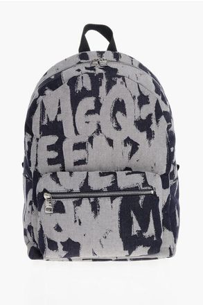 Alexander McQueen Jacquard Denim METROPOLITAN Backpack with Monogram Motif Größe Unica