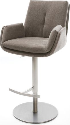 DELIFE Barstuhl Clea-Flex Strukturstoff Soft Taupe Drehfu&szlig; h&ouml;henverstellbar Edelstahl Silberfarben, Barst&uuml;hle
