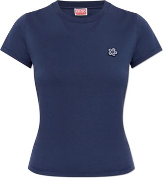 Kenzo Femme, Tops, Bleu, Taille: 36 FR T-shirt avec Patch