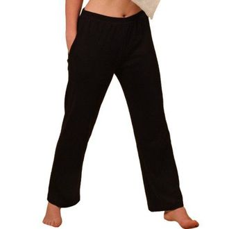 Hermko 984 Femmes Homewear Pantalon pour la Maison, la Cure, la Gymnastique avec Poche en 100% Coton Biologique, Couleur:Noir, Taille:38/40 (S)