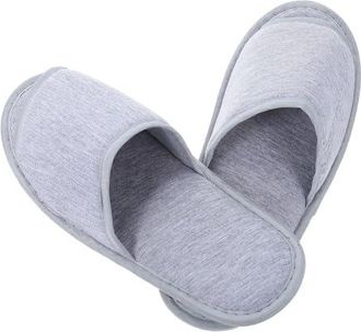 BESTONZON Pantoufles de Voyage Pliables en Coton Gris Semelle Antidérapante Pantoufles DIntérieur Légères Universelles pour Hôtel et Déplacement 1 Paire Compact