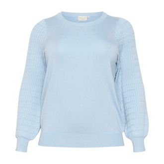 Kaffe Curve Celestial Blue Strickpullover mit Puff&auml;rmeln - - Knitwear - Damen - Blau - L