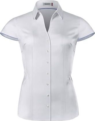 Vincenzo Boretti Chemisier, Slim-fit/Taille cintrée, élastique, col de Chemise, Manches Courtes - Facile à Repasser Blanc 44