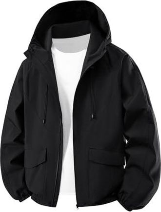 Generic Veste Femme de Pluie Imperméable Automne Outdoor Blouson Femmes avec Capuche Décontracté Manteau Manches Longues Zipper Jacket Randonnée Anti-Pluie Ou