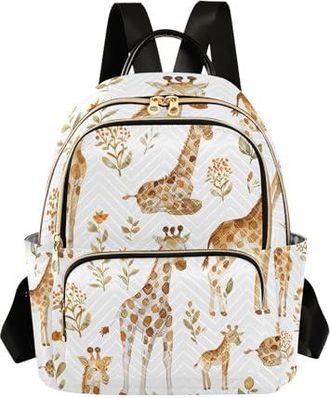 Mnsruu Mini sac à dos pour femme, motif girafe, animaux de la forêt, petits sacs à dos tendance pour femmes, sac à dos décontracté, Multi278, M