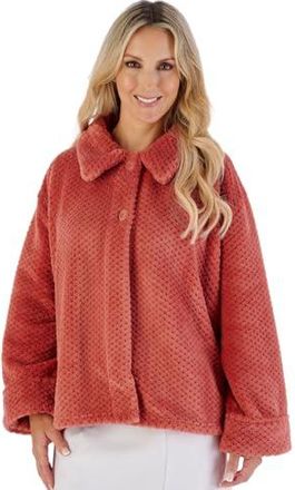 Slenderella Veste de lit de luxe en polaire gaufrée avec ouverture à boutons (30/42, orange brûlé), orange brûlé