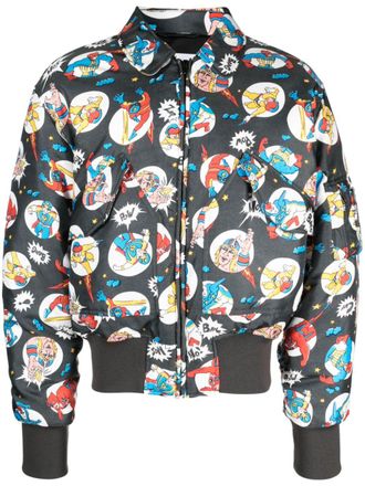 Moschino veste bomber &agrave; imprim&eacute; graphique - Gris
