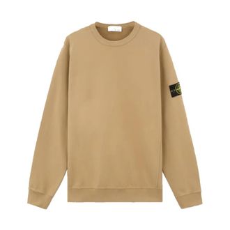 Stone Island Gerippter Rundhalsausschnitt Geb&uuml;rsteter Baumwollfleece Pullover - - Sweatshirts & Hoodies - Herren - Beige - XL