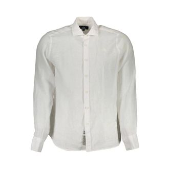 La Martina Homme, Chemises, Blanc, Taille: XL Chemise Homme en Lin Blanc Style &Eacute;l&eacute;gant