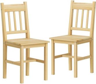 HOMCOM Ensemble de 2 chaises de Salle &agrave; Manger en pin Massif, chaises de Cuisine avec Dossier &agrave; lamelles, Assise Large, pour Le Salon, Bois Naturel