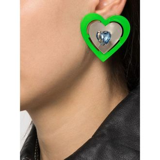Safsafu Heart Earrings - Green