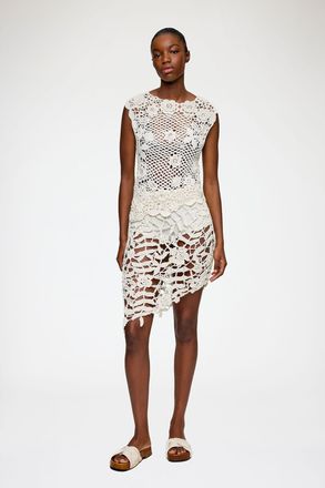 Ganni Jupe crochet&eacute;e en coton Blanc biologique - Taille M - Pour Femme