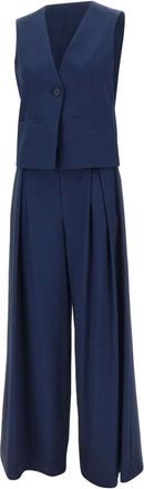 Kaos Kaos, Femme, Combinaisons et Ensembles, Bleu, Taille: 42 FR Ensemble Gilet et Pantalon Palazzo
