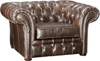 Vente-Unique Fauteuil Chesterfield CLOTAIRE 100% Cuir Vieilli