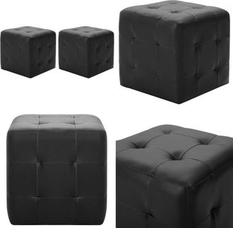 vidaXL Pouf 2 Stk. Schwarz 30x30x30 cm Kunstleder - Schwarzer Sitzsack - Schwarzer Pouf - Fußhocker Set - Bequeme Sitzgelegenheit - Wohnzimmersitzmöbel