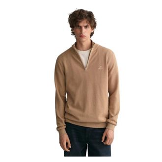 GANT Klassischer Baumwoll-Piqu&eacute; Half-Zip Pullover - - Sweatshirts & Hoodies - Herren - Beige - 4XL