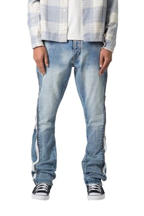 mnml Herren Mens B574 Zipper Flare Denim Jeans, Blau, 52