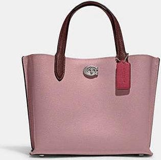 Coach Willow Tote 24 In Blockfarben f&uuml;r Frauen in Lila | Leder