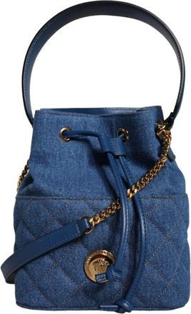 Versace Femme, Sacs, Bleu, Taille: ONE Size La Medusa Denim Bucket Bag