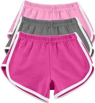 Generic Lot de 3 shorts de sport pour femmes - Shorts blancs &agrave; rayures lat&eacute;rales - Entra&icirc;nement Yoga Hotpants - Shorts de sport d&eacute;contract&eacute;s actifs danse gym 