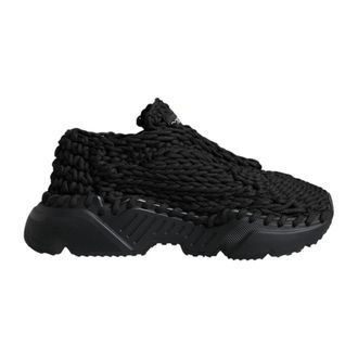 Dolce & Gabbana Schwarze Gestrickte Low-Top-Sneakers - - Shoes - Damen - Schwarzk - 38 EU