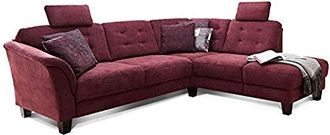 Cavadore Cavadore Ecksofa Trond mit Federkern / Sofa L-Form im Landhausstil mit Ottomanen rechts und verstellbaren Kopfstützen / 260 x 89 x 214 / Webstoff burg