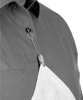 Silberkanne Serviettenhalter f&uuml;r Knopfloch | Serviettenclip | Hochglanz versilbert | L 10 cm | Eleganter Schutz | Inkl. Geschenkbox