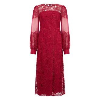 Alberta Ferretti Langes Kleid mit Puff&auml;rmeln - - Dresses - Damen - Rot - S