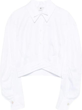 Elisabetta Franchi Femme, Blouses et Chemises, Blanc, Taille: 38 FR Chemise en popeline de coton avec ceinture
